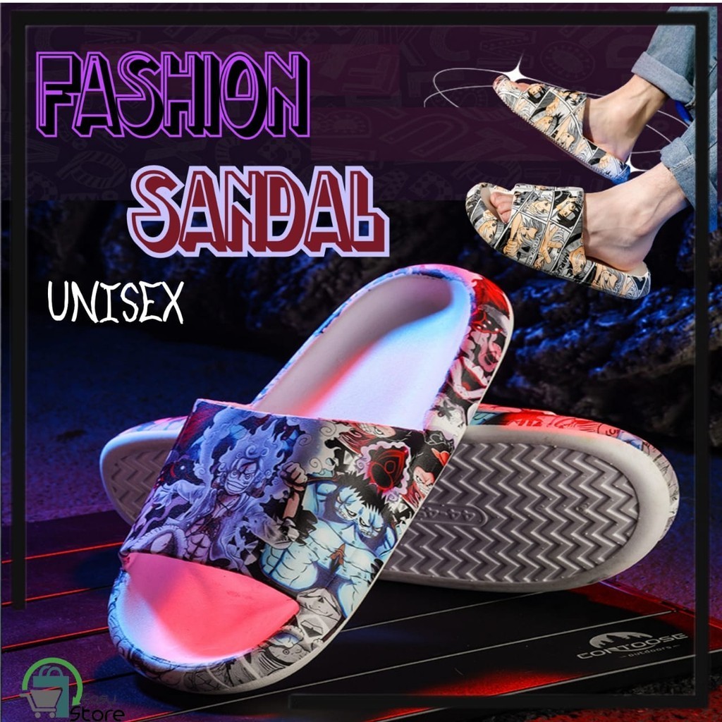 Kasut Selipar Unisex Cartoon Naruto One Piece Sandal Slipper Shoes ...
