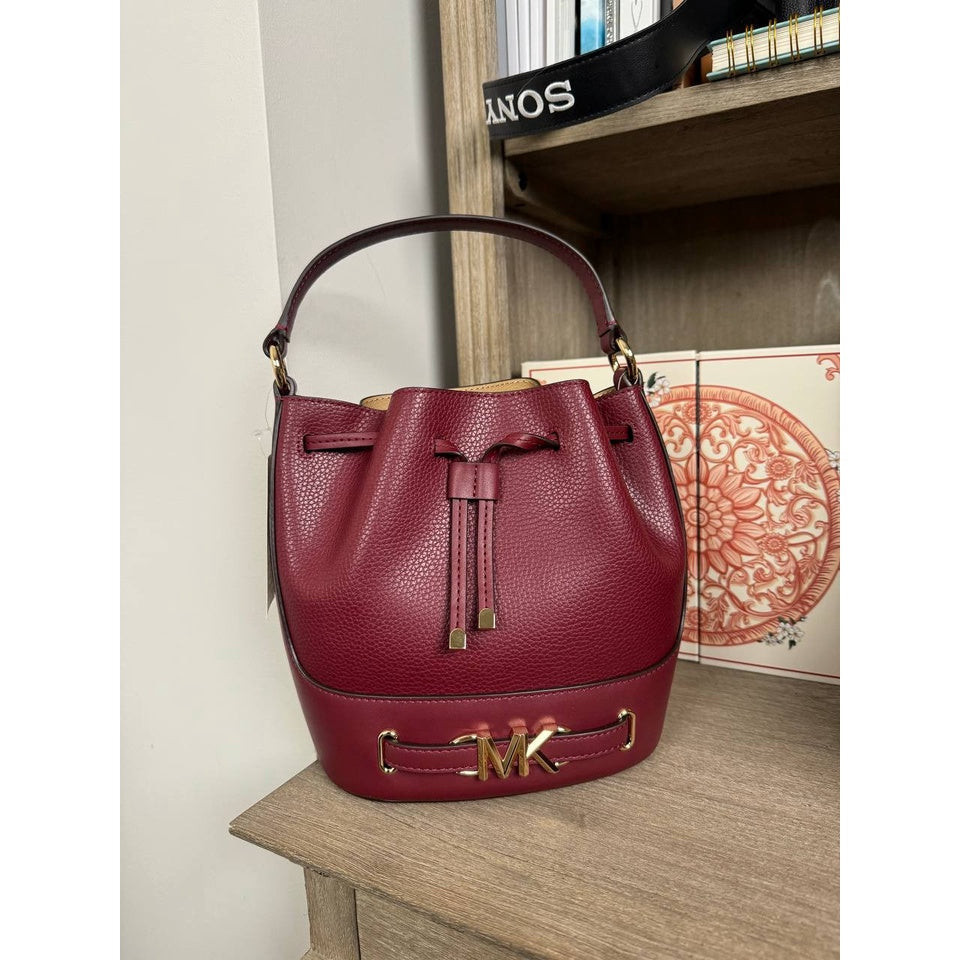 MK Reed Medium Logo Bucket Bag in Dark Cherry (35S3G6RM8T) | Shopee ...