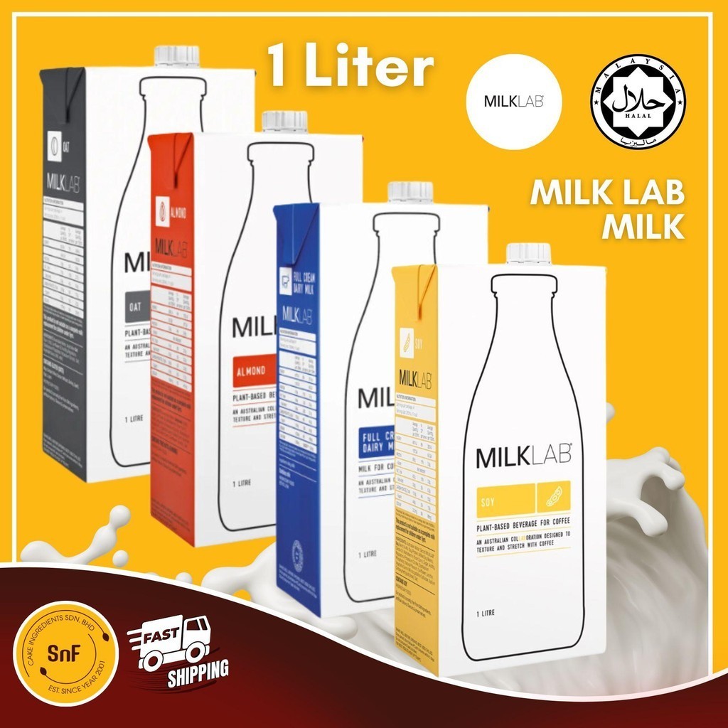 MILKLAB Barista Milk Full Cream Almond Milk Oat Milk Susu Kopi 1 Liter ...