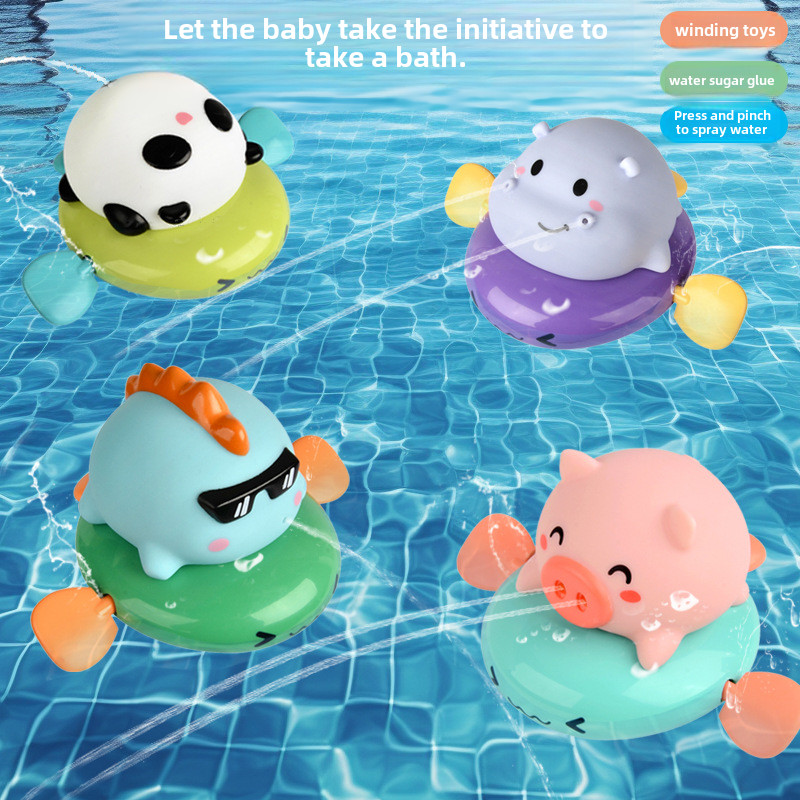 Baby Playing Water Pull Line Dinosaur Baby Bathroom Water Spray Piglet ...