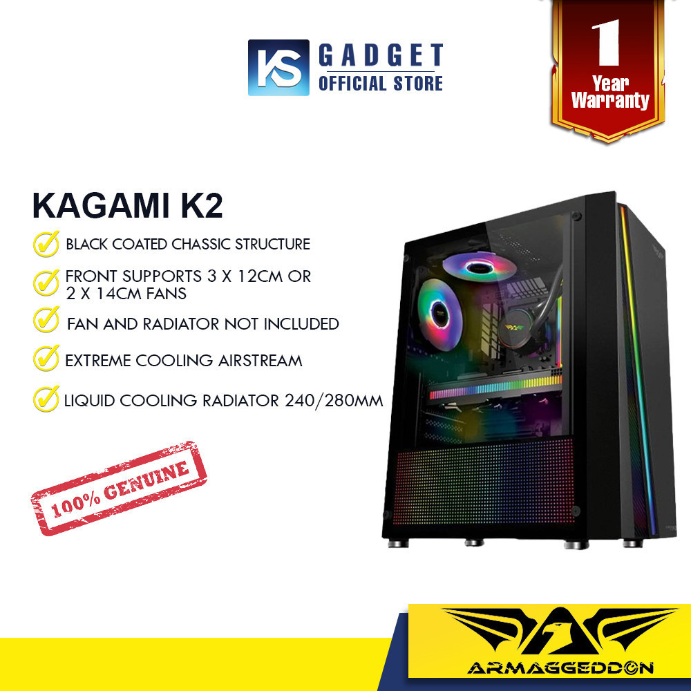 Armaggeddon Excellent ATX Gaming PC Casing Kagami K-2 / k2 | Shopee ...
