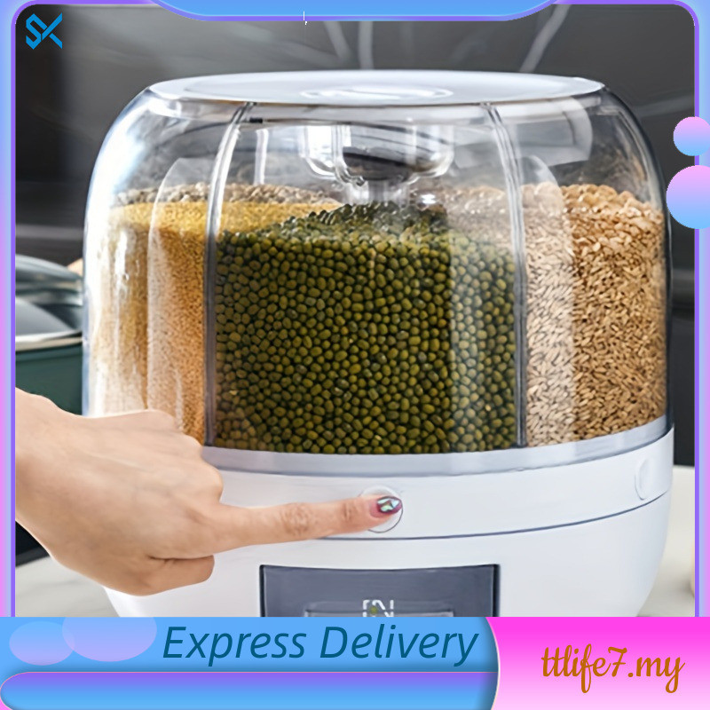 360 Degree Rotating Rice Dispenser Sealed Dry Cereal Grain Bucket ...