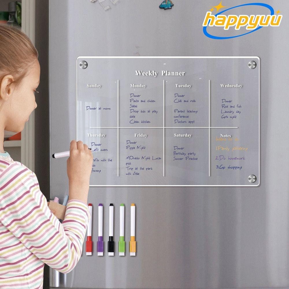 HAPPYUU Acrylic Magnetic Message Board, Magnetic Schedule Board Drawing ...