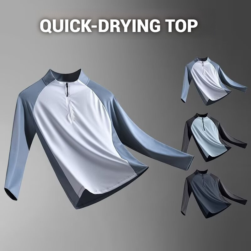 2026 New Unisex Long Sleeve Quick Drying Shirt Half Zipper Gym Running ...