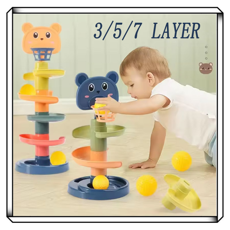 3/5/7 Layer Fun Rolling Slide Ball Stack Tower Gliding Ball Baby Kids ...