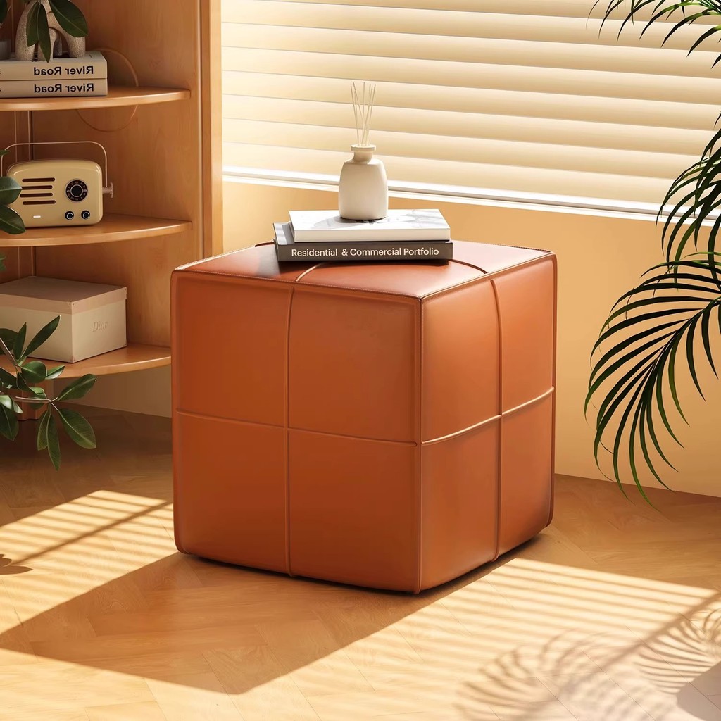 Light Luxury Leather Stool Home Living Room Low Stool Stool Simple ...