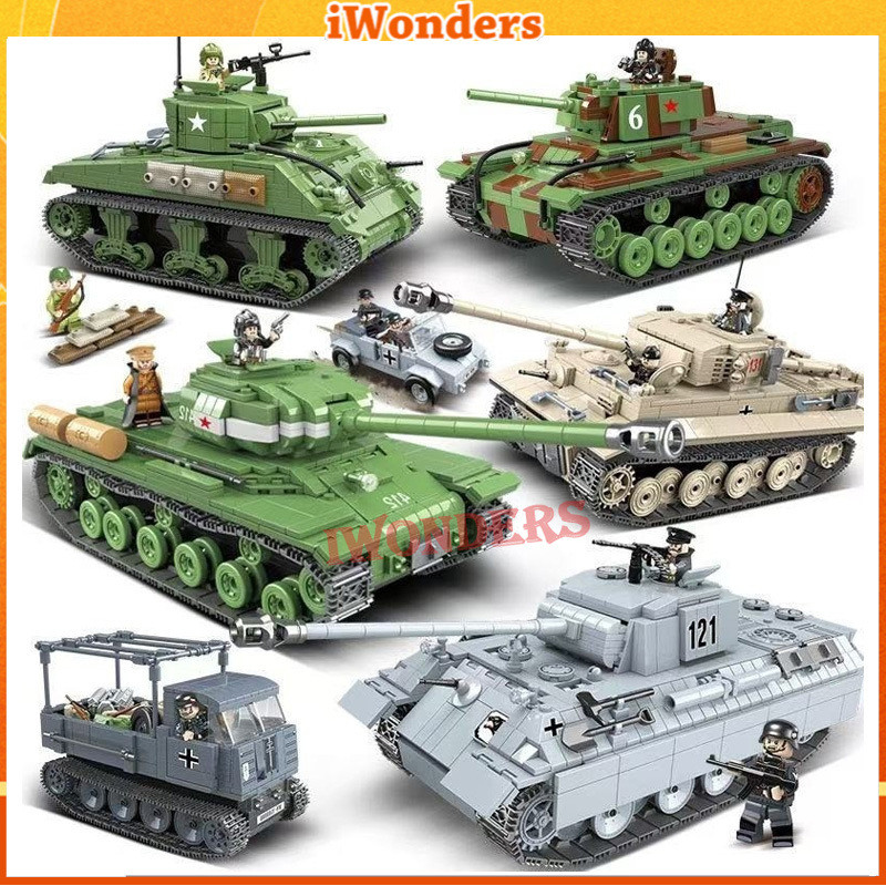 New World War Russian T-34 KV-1 Heavy Tank Building Blocks Panther ...