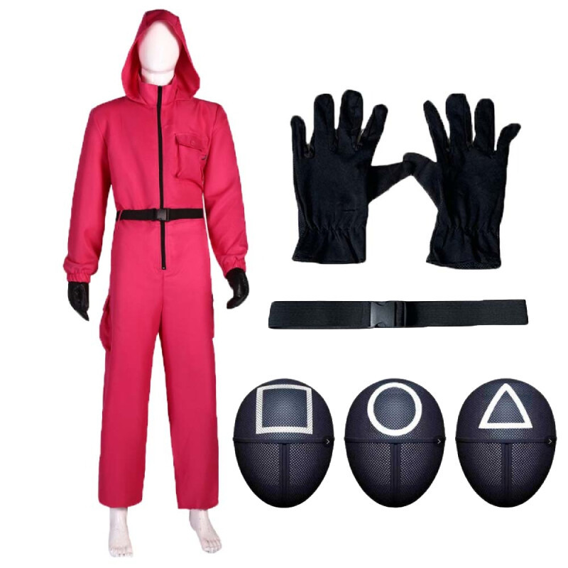 Squid Game Guard Cosplay Halloween Costume Pink Jumpsuit Role Playing ...