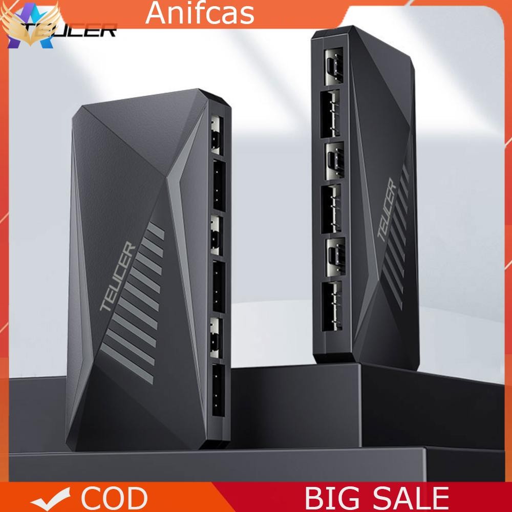 2-in-1 ARGB Controller Splitter 6 Way Fan Hub 12V 4PIN PWM for PC ...