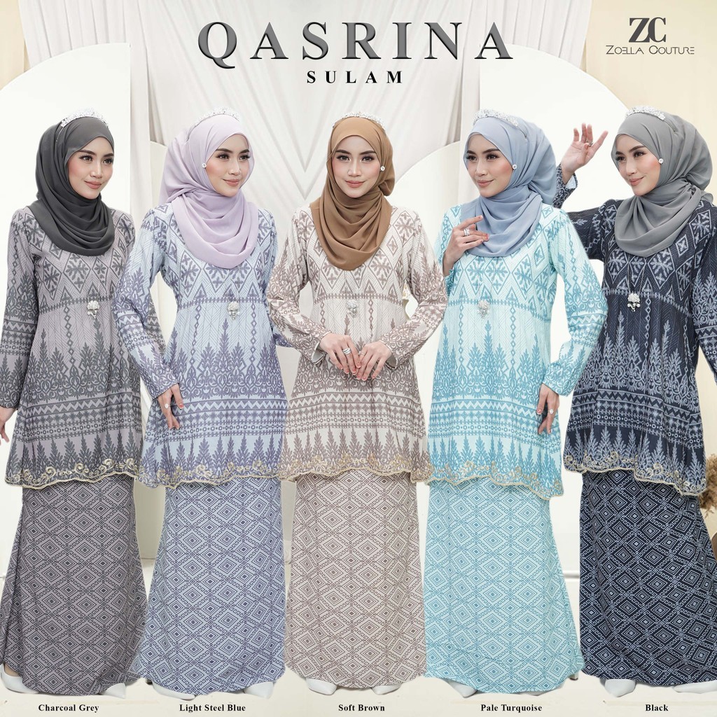 Zoella Couture - Set Baju Kurung Sulam Qasrina new 2025 Armani Silk Ibu ...