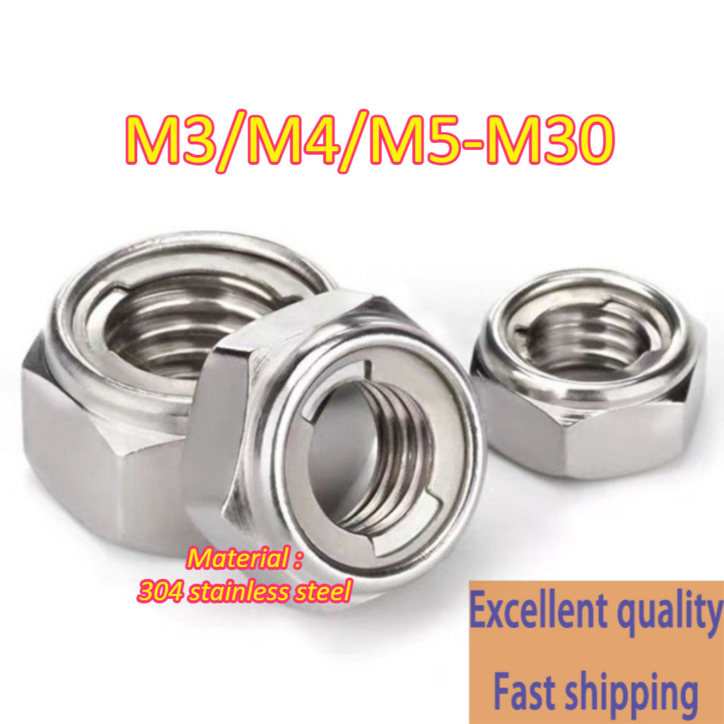 304 Stainless Steel Metal Self-Locking Nut M3/M4/M5-M30 | Shopee Malaysia