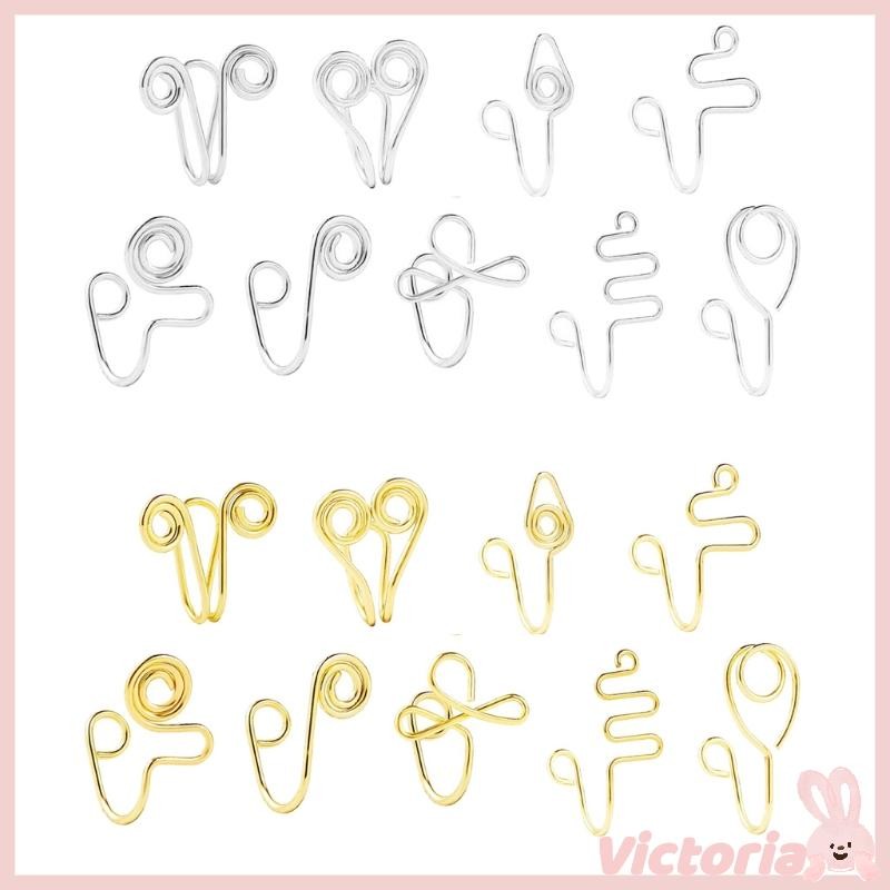VIC 9PCS Fake Nose Ring Nose Cuffs for Pierced Nose Fake Piercings ...