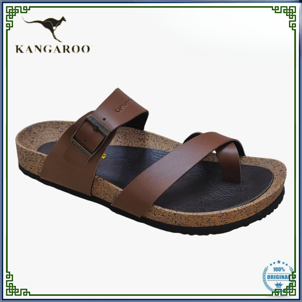 KANGAROO Men Signature Faux Leather Molded Footbed Arch Support Sandal ...