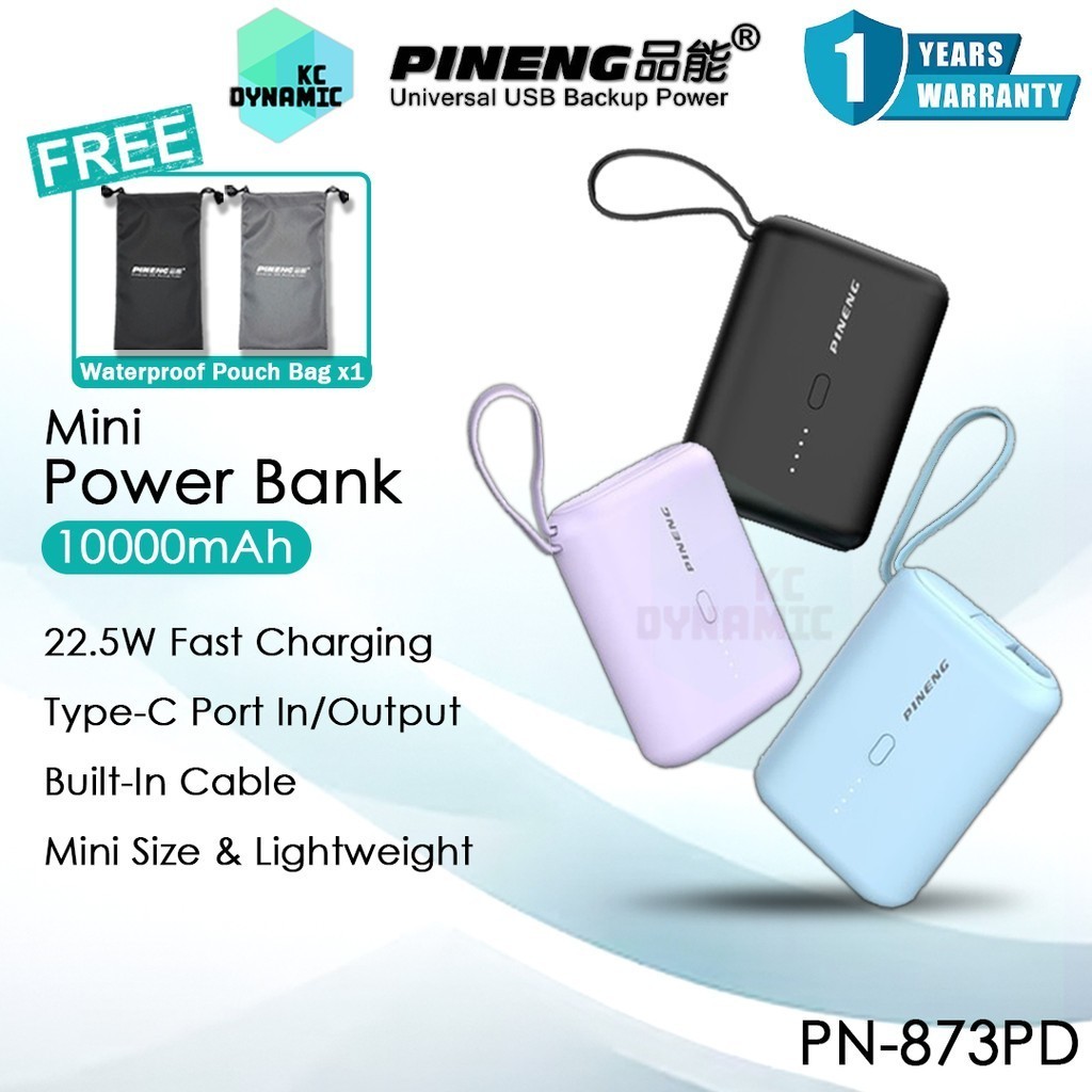 Pineng PN-873 10000mAh Powerbank Built in Cable 22.5W Fast Charging ...