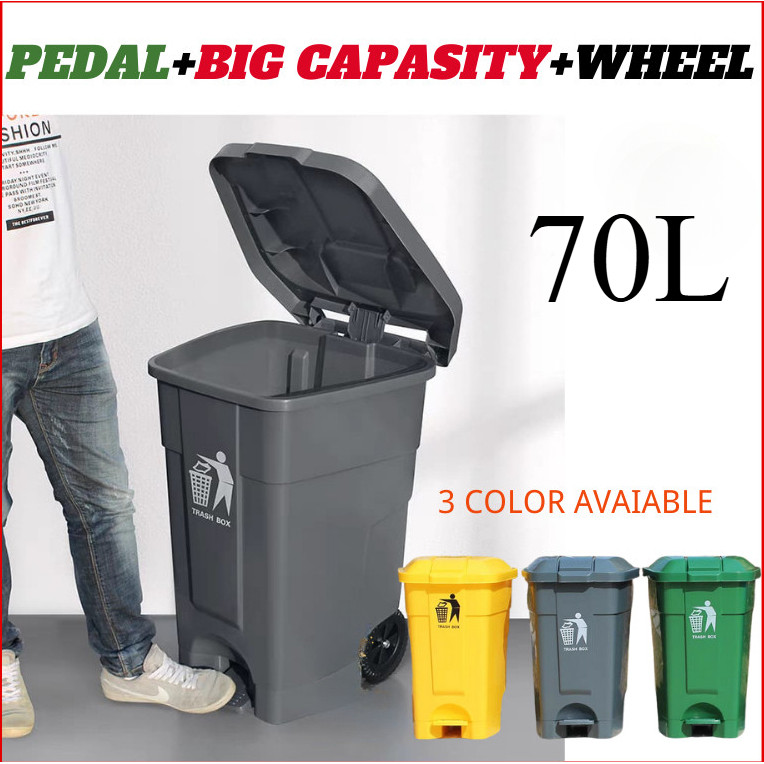 Tong Sampah HDPE 70L Berkualiti Tinggi 100% BARU dengan Pedal Kaki - Tong Sampah Bertutup ...