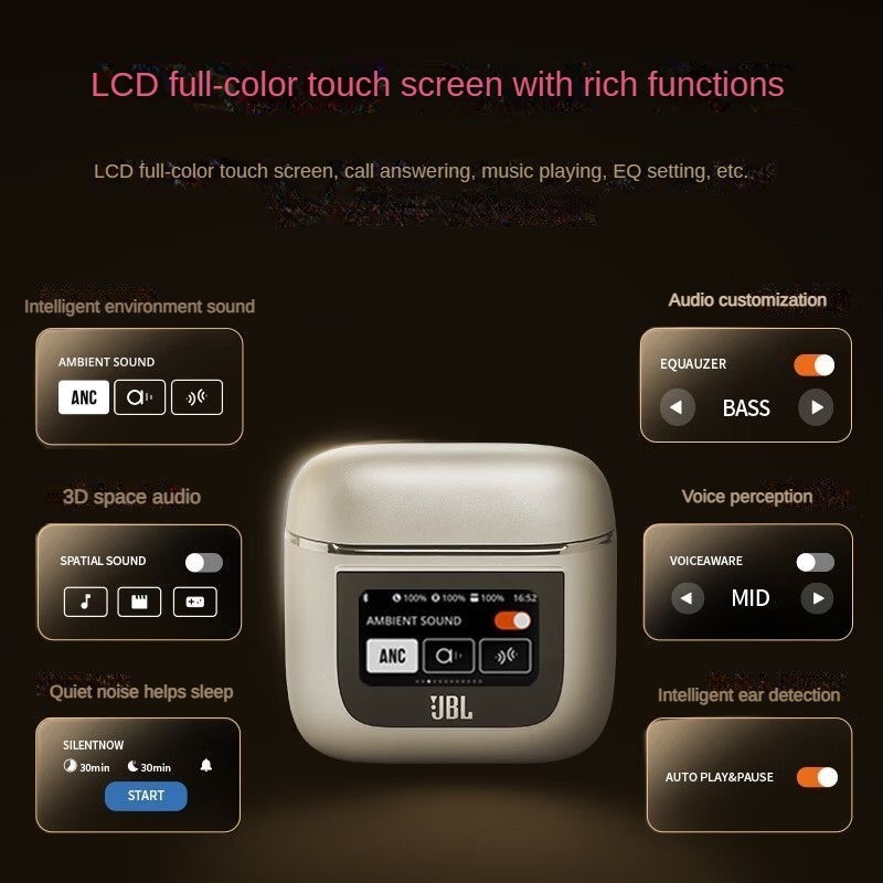 TOUR PRO 2 Active Noise Cancelling Earphones Rich Function Business Travel LCD Screen Headphones ...