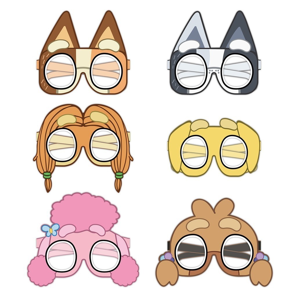 12pc/Set Bluey Party Paper Eye Masks For Kids Toy Paper Glasses ...