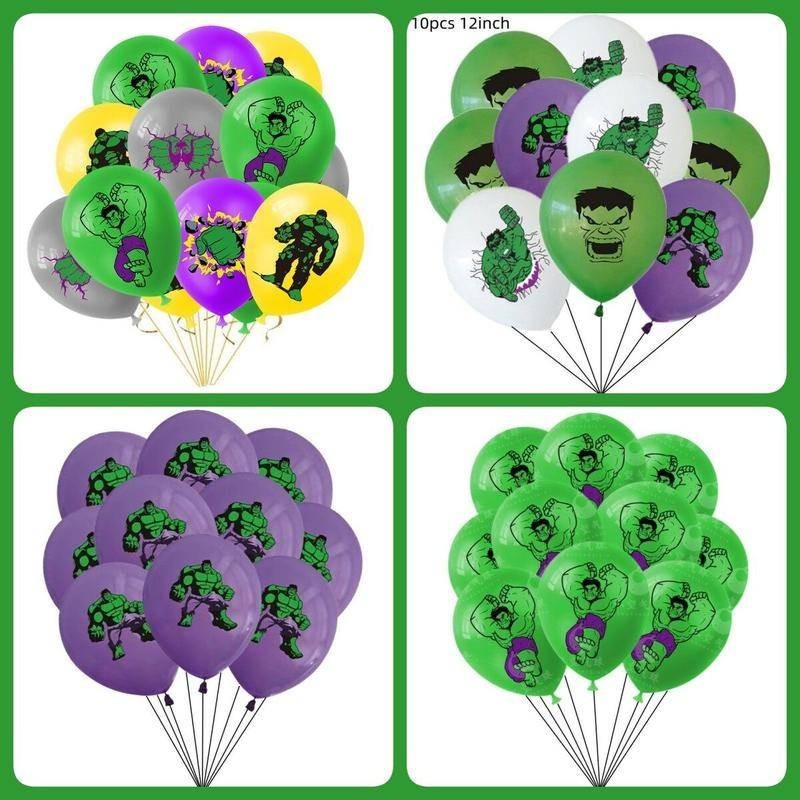 10Pcs Avengers Hulk Theme Latex Balloons Air Globos Boys Birthday Party ...