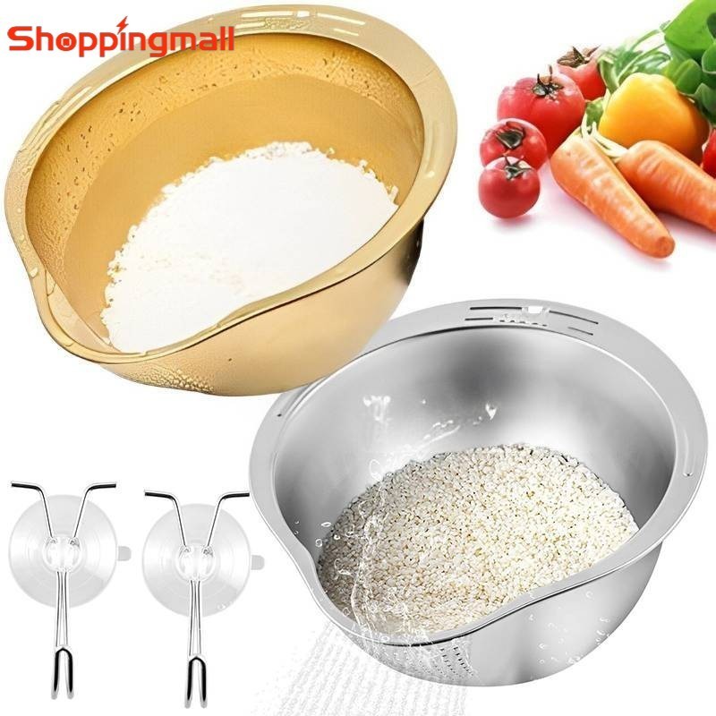 Multi-Purpose Stainless Steel Drain Basin for Fruit Vegetable - Rice ...