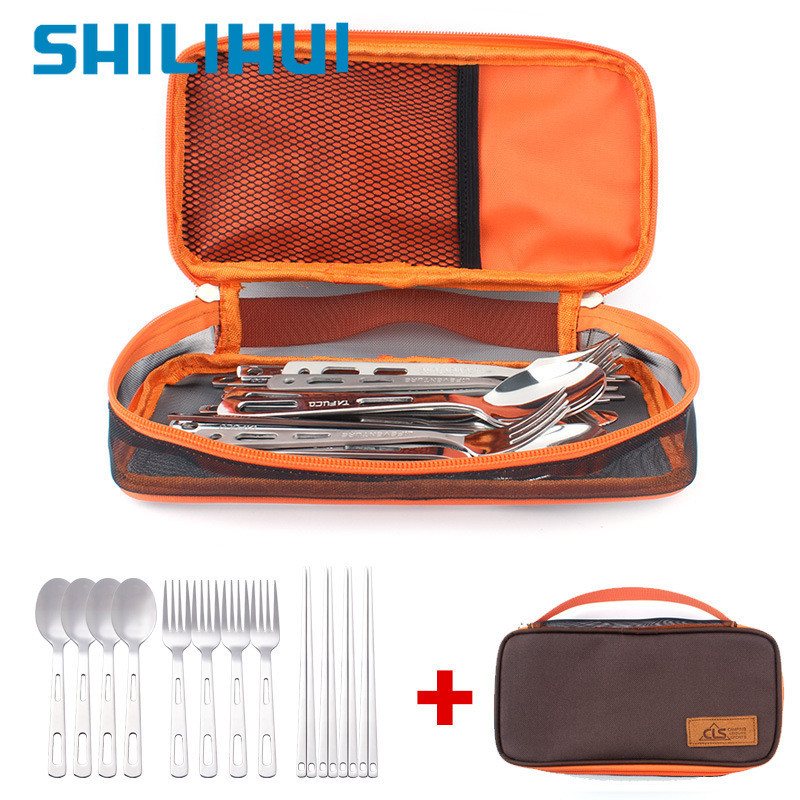 Camping Equipment Stainless Steel Tableware Set for 4 People Outdoor ...