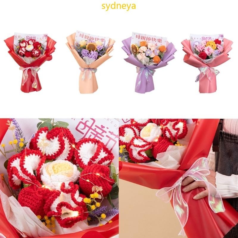 Best Crochet Flower Bouquets with LED String Light and Bag for Mother ...