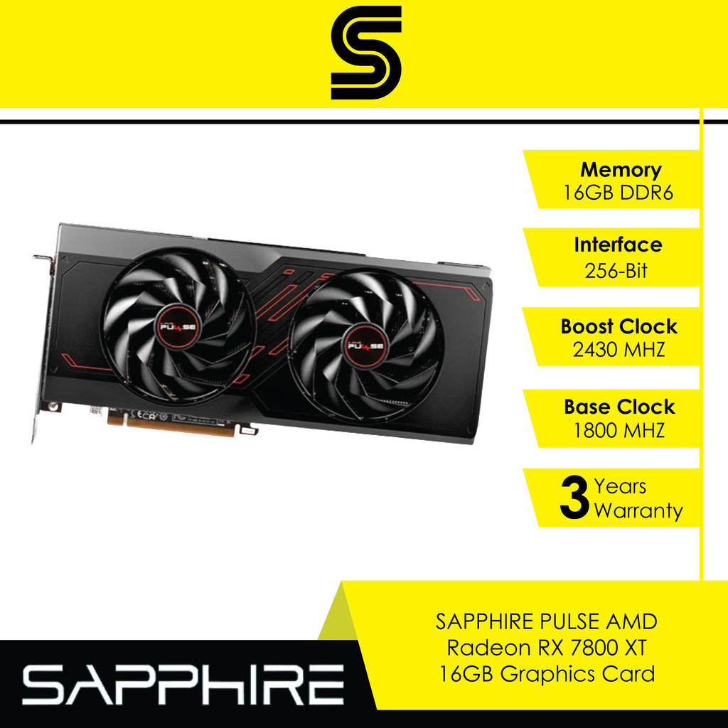 SAPPHIRE PULSE AMD Radeon RX 7800 XT 16GB Graphics Card | Shopee Malaysia