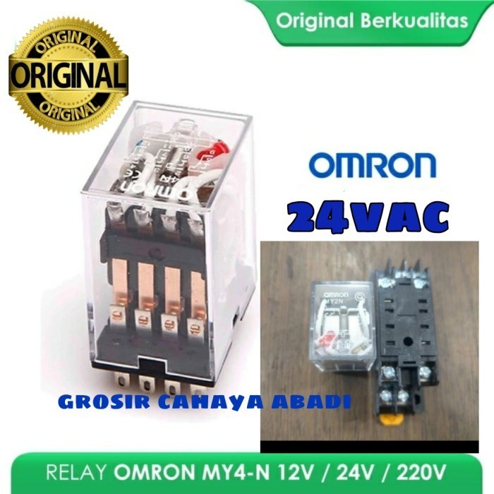 Relay omron original my4/my4n 24vac plus socket - relay+socket -VV45 ...