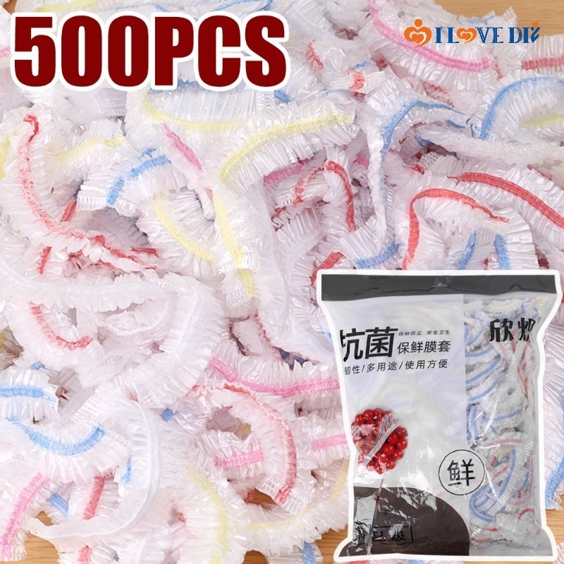 100/500Pcs Food Grade Plastic Food Covers - Disposable Elastic Cooked ...
