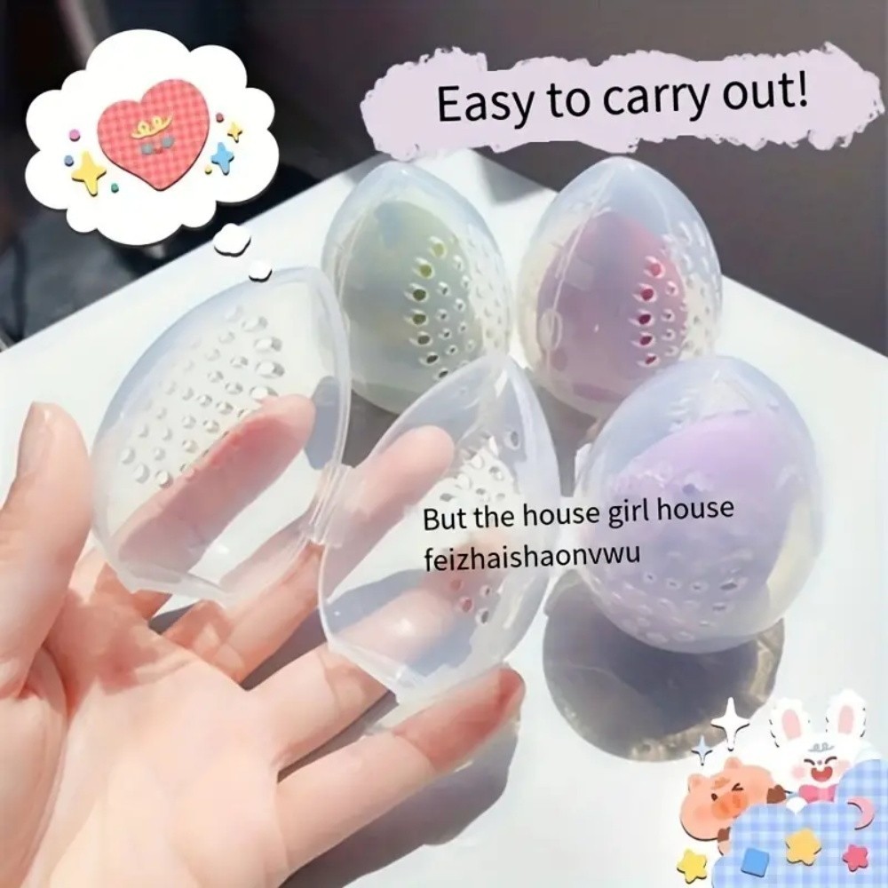 Plastic Transparent Makeup Sponge Case Beauty Sponge Ball Portable Box ...