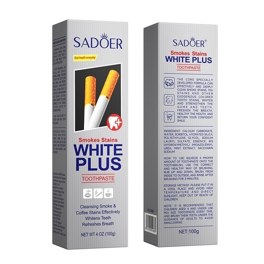 SADOER White Plus Advanced Whitening Toothpaste: Intensive Stain ...