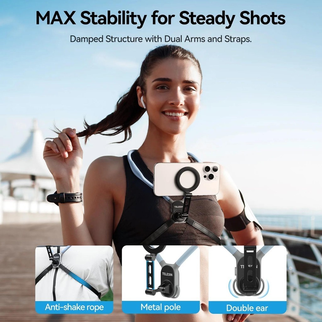 TELESIN Max Magnetic Neck Holder Mount Silicone Quick Release Necklace ...