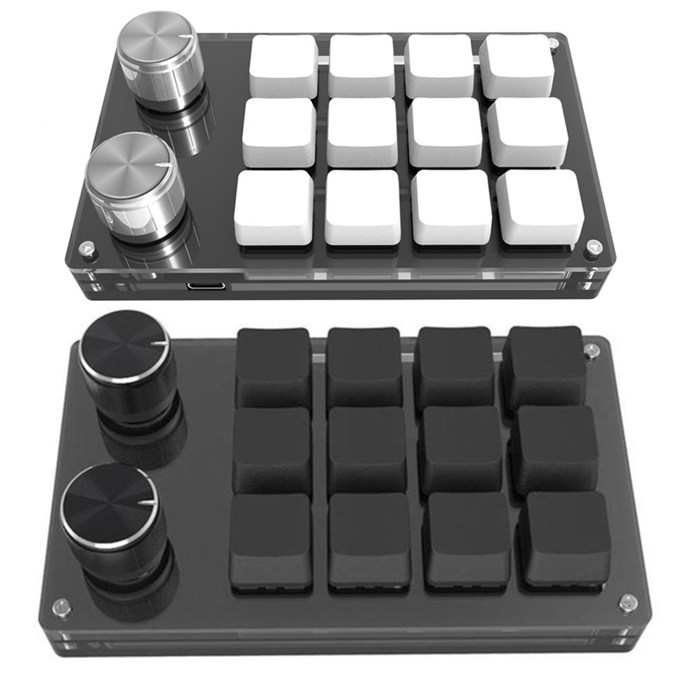 USB Macro Custom Mini DIY 12 Keys 2 Knob Mechanical Keyboard Gaming ...