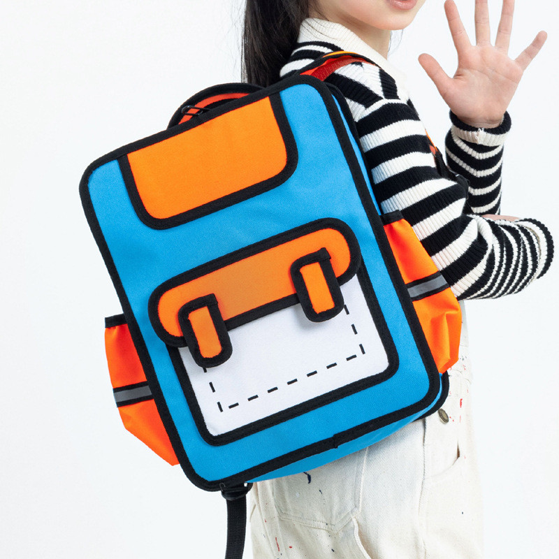 2024 Cartoon Comics 2d3d Two-Dimensional Backpack School Bag Children ...