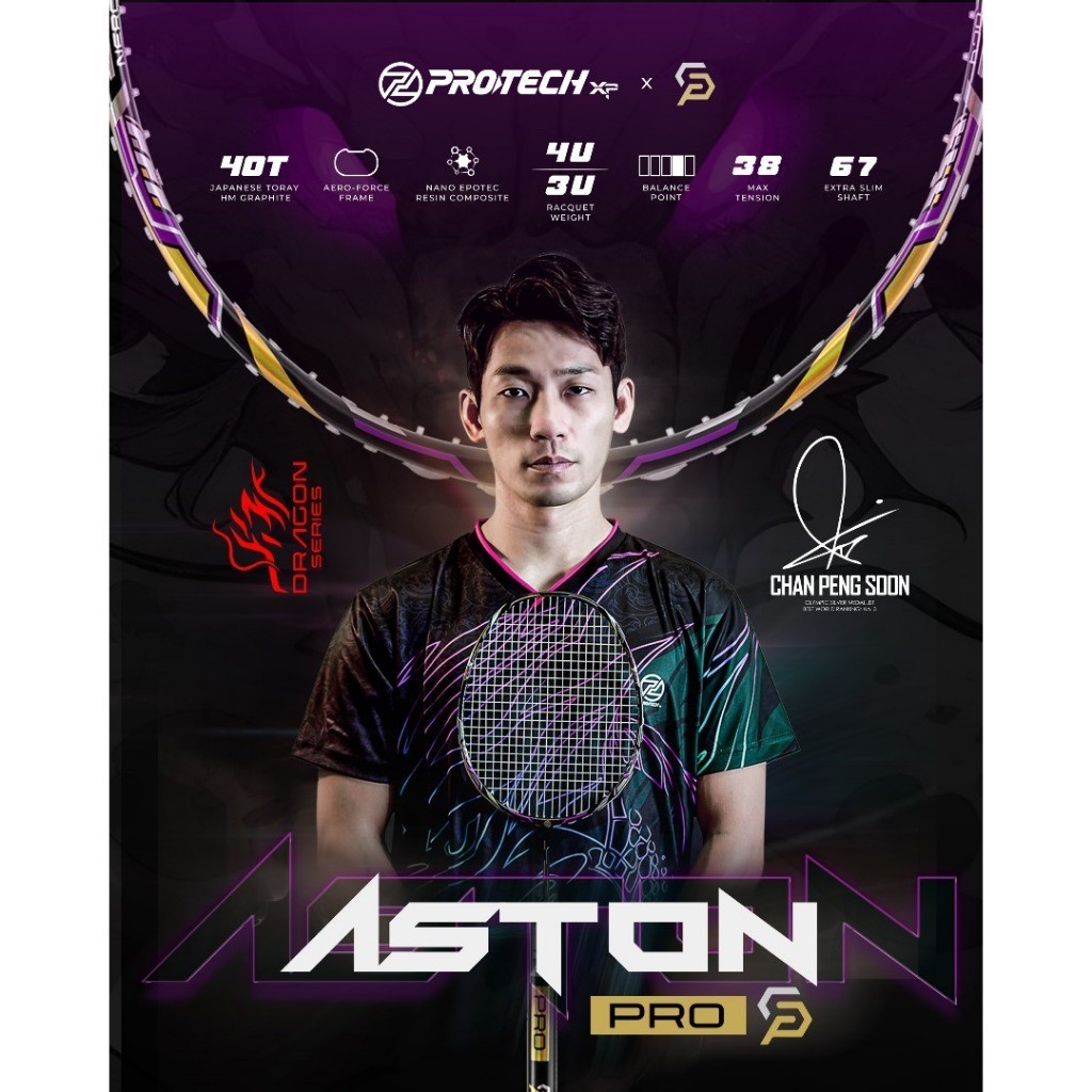Protech ASTON PRO (CHAN PENG SOON) Signature Racket. (Limited Edition ...