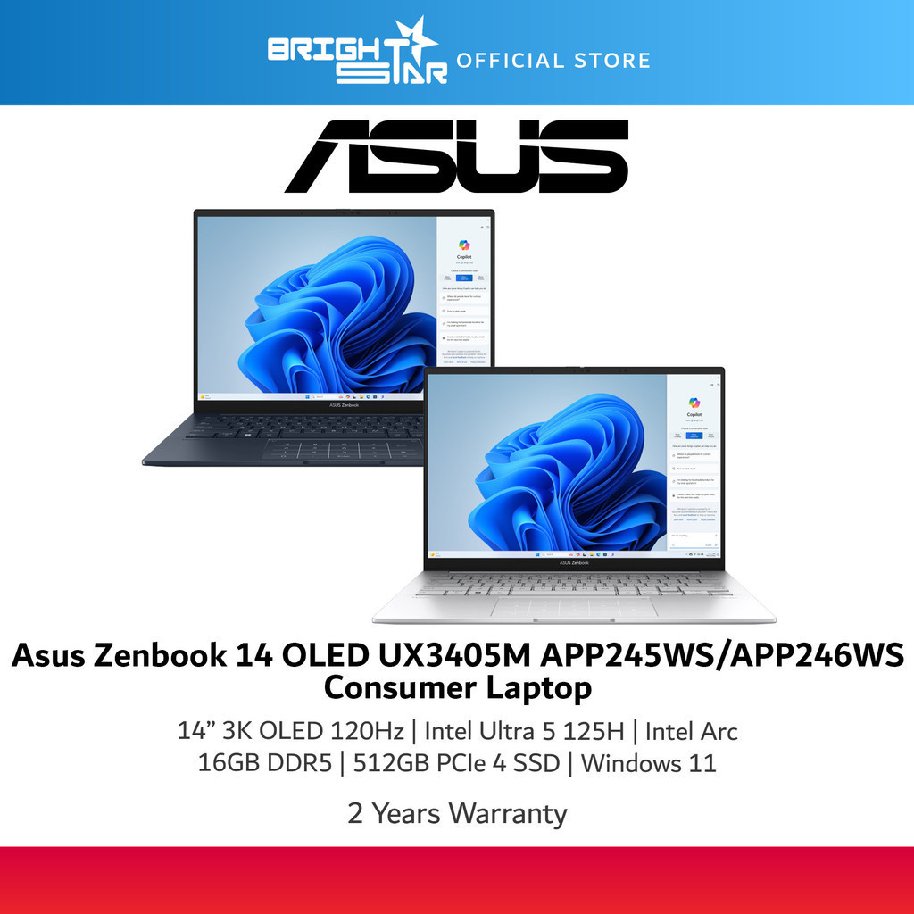 ASUS Zenbook 14 OLED UX3405M APP245WS/APP246WS Laptop -14" OLED/U5-125H ...