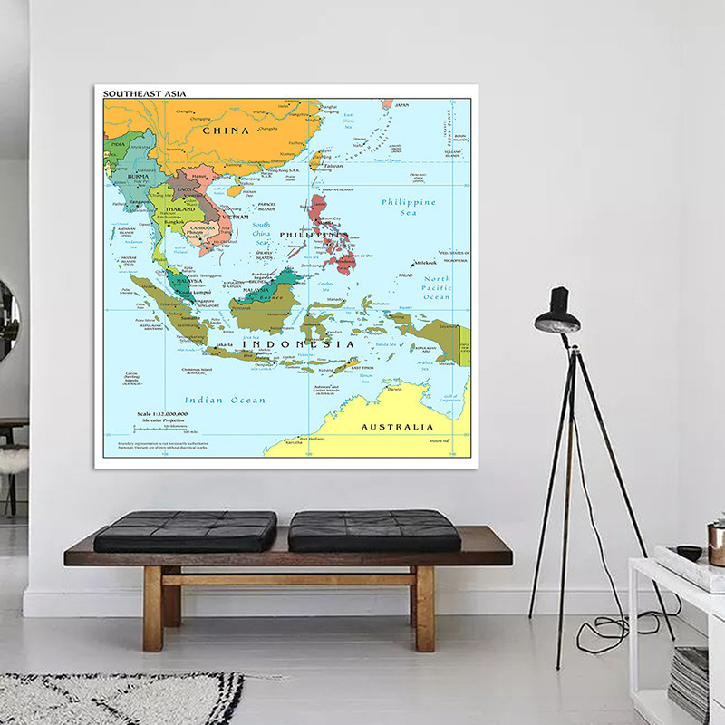 !new! The Southeast Asia Map,English Version,Wall Map Poster,Home ...