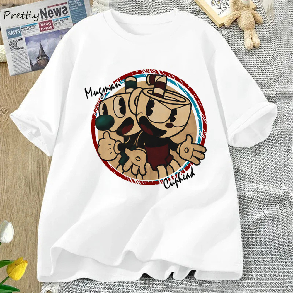 Cuphead tshirt women comic Japanese designer t-shirts female anime ...