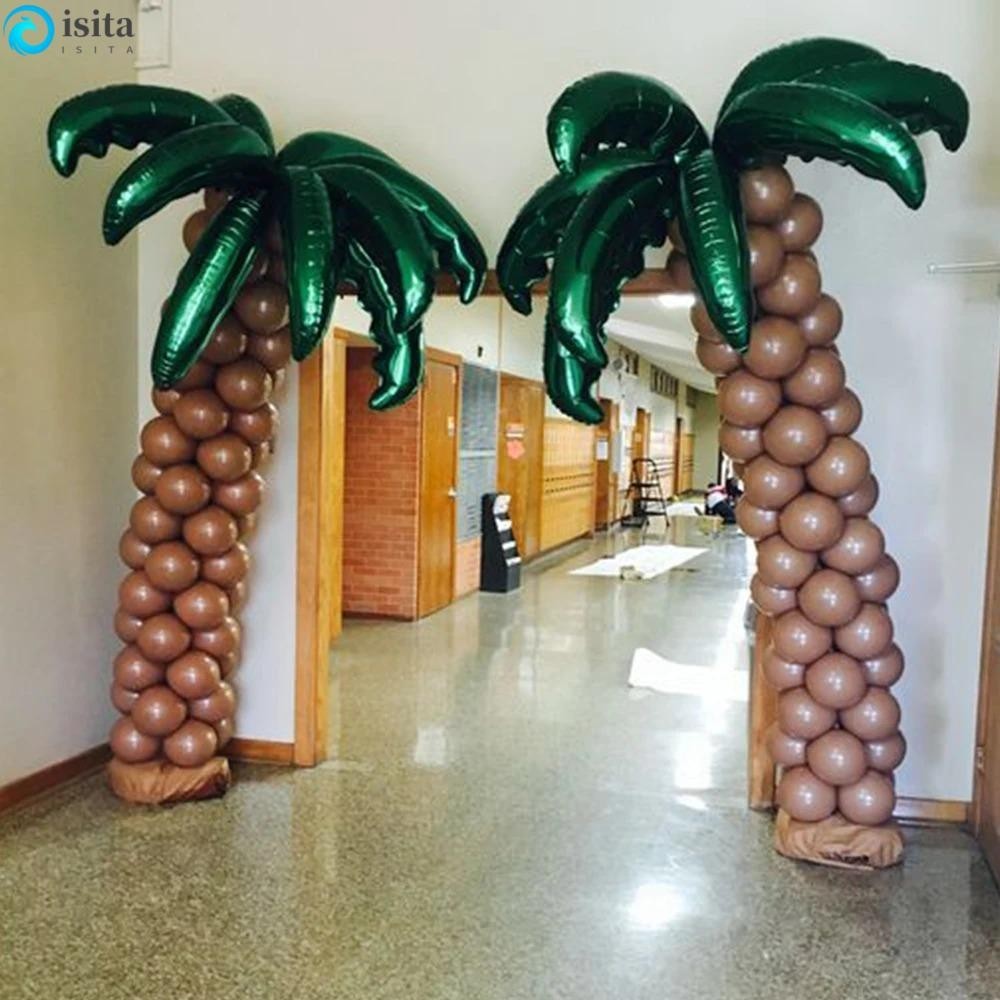 ISITA Coconut Tree Leaf Balloons, 36 Inch Aluminum Foil Palm Tree Leaf ...