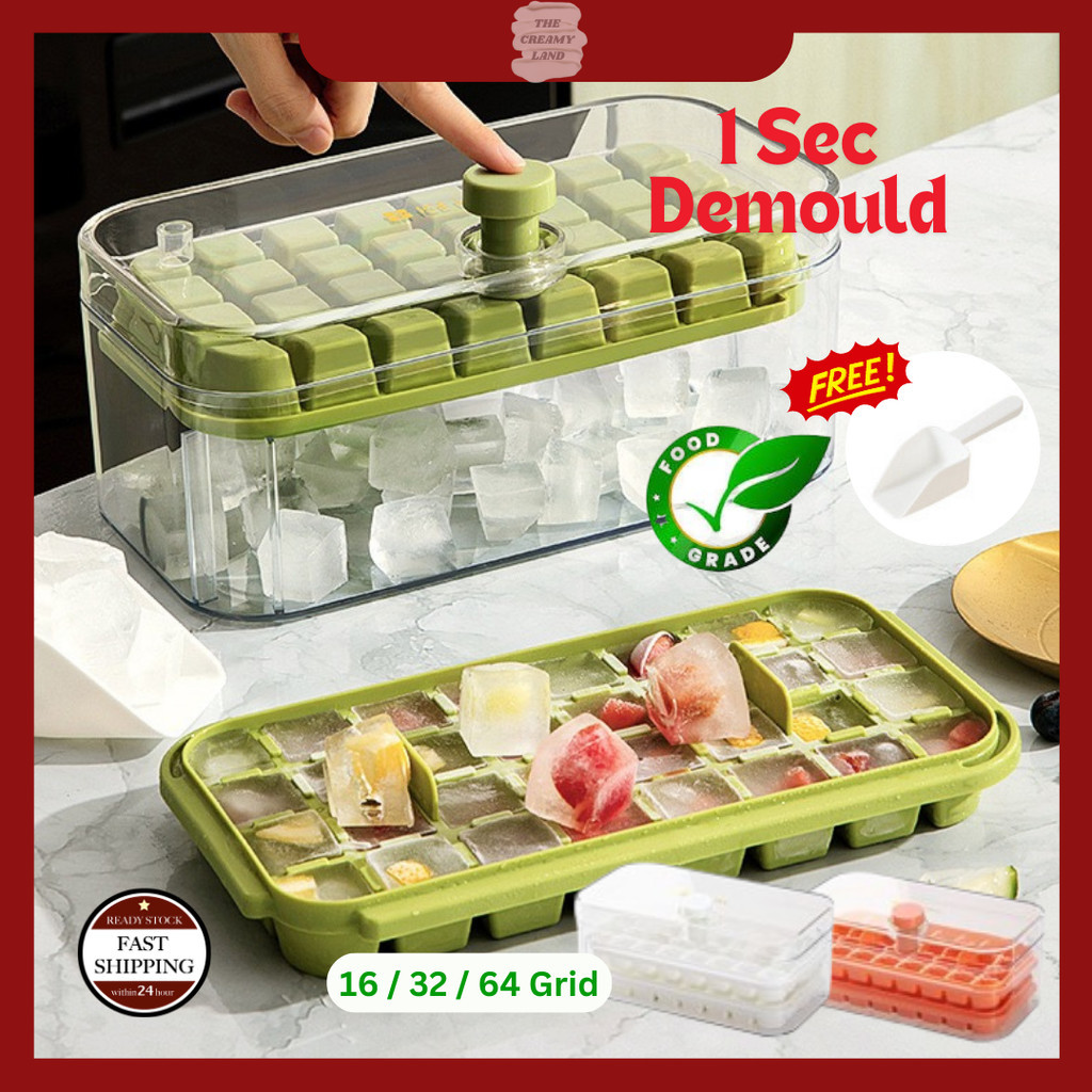 32/64 Grid Ice Cube Box with Lid Yogurt Cube Maker Ice Cube Container ...