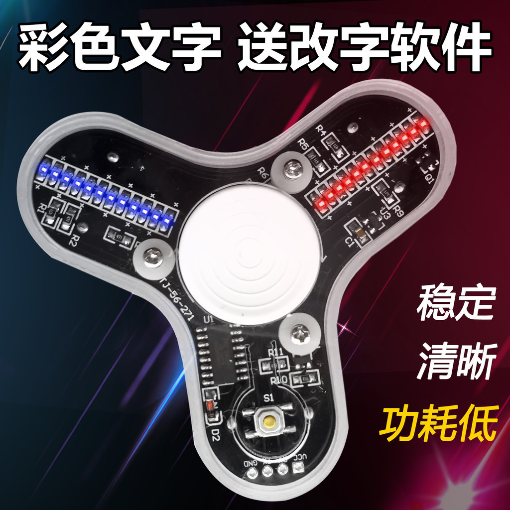 Led Fidget Spinner Luminous Character Display Three-Leaf Finger Spinner ...