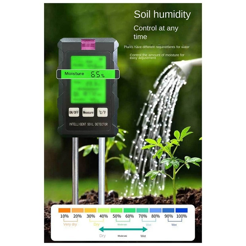 6 in 1 Soil PH Meter Tester Soil Tester PH Moisture Meter Temperature ...