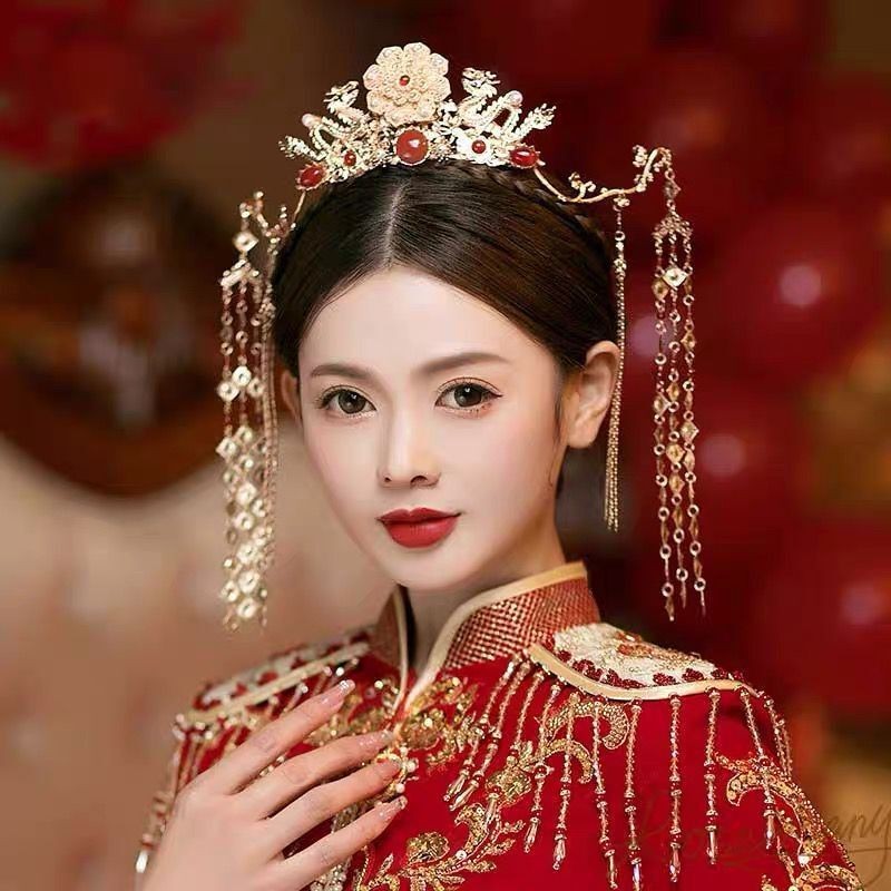 Golden Classical Simple Phoenix Crown Headdress Bridal Year Wedding ...