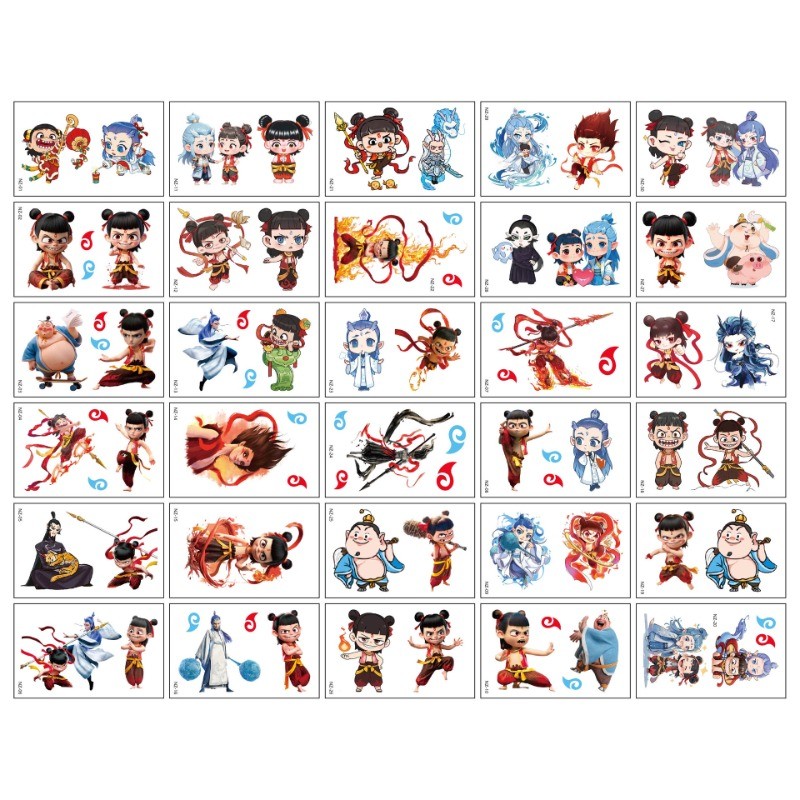 30PCS 2025 New Nezha 2 Theme Tattoo Stickers for Children, Cute Anime ...