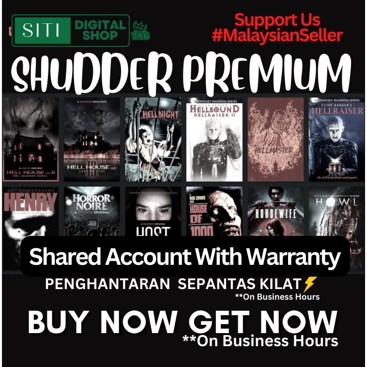 SHUDDER PREMIUM ACCOUNT WITH WARRANTY | Shopee Malaysia