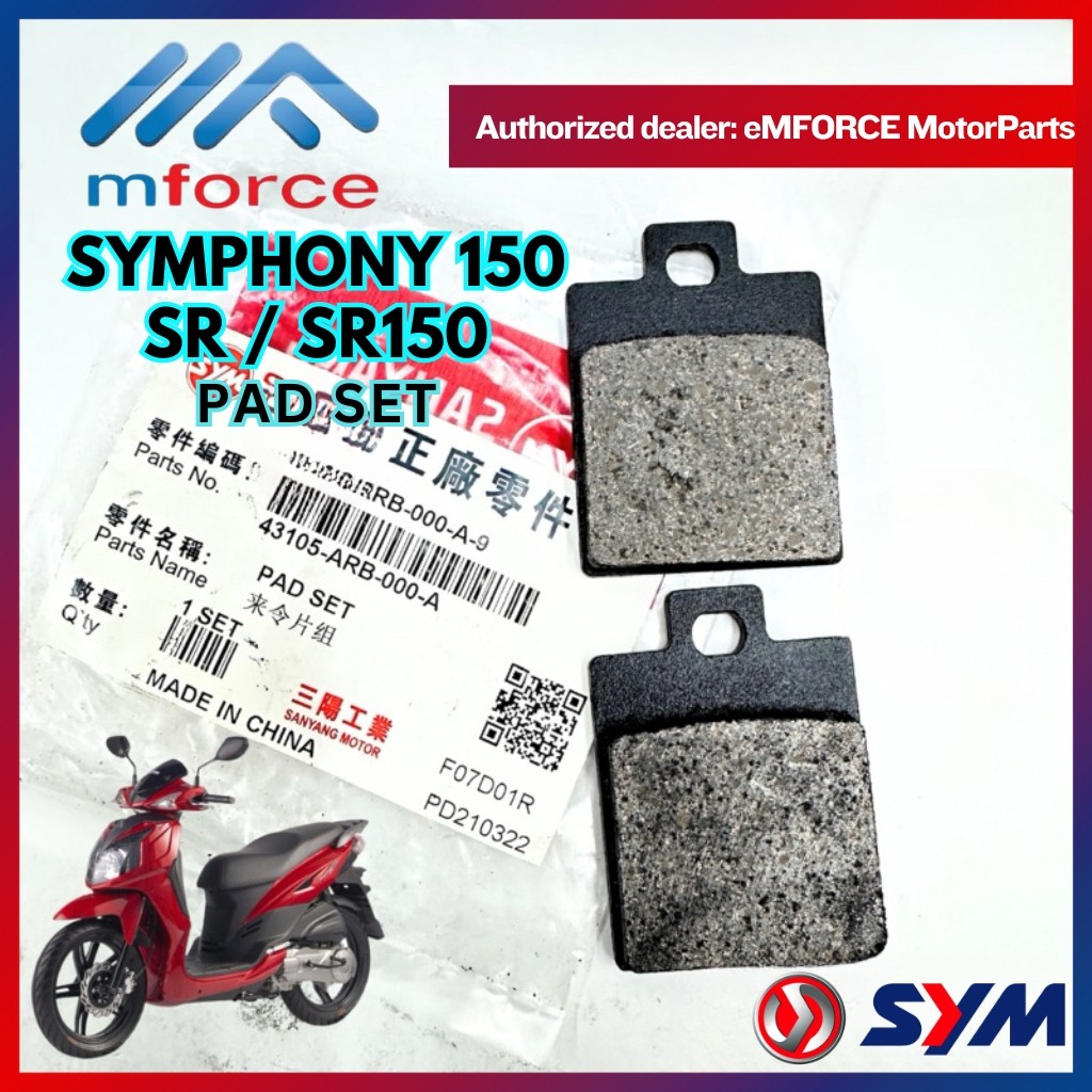 SYM JET 14 200/ SYMPHONY 150 SR SR150 REAR DISC PAD DISK BRAKE BREK BELAKANG 43105-ARB-000-A ...