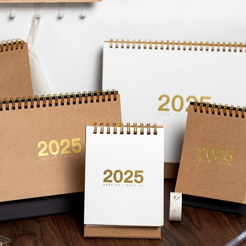 2025 Muji Style Desk Calendar ins Style Simple Kraft Paper Solid Color ...