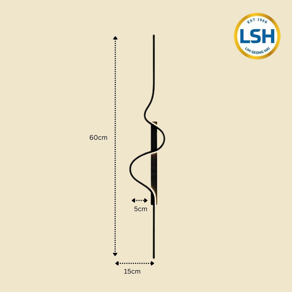 (60cm) Modern Minimalist Black Metal Frame LED Wall Light IM-W24603 ...