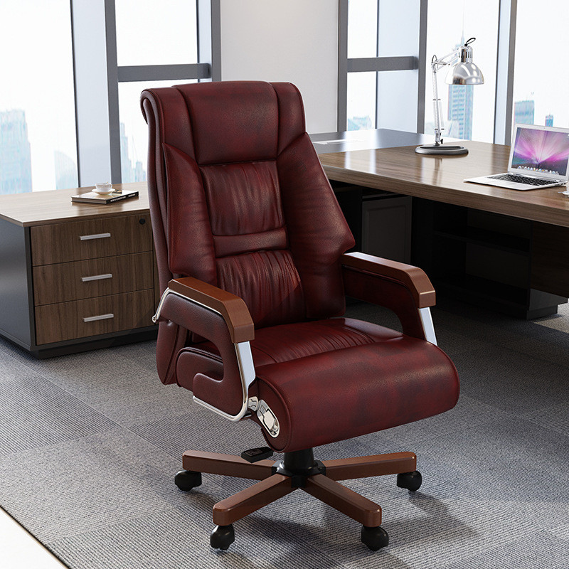 【FYS】Boss Chair Cowhide Work Chair Leather Computer Chair Manager ...
