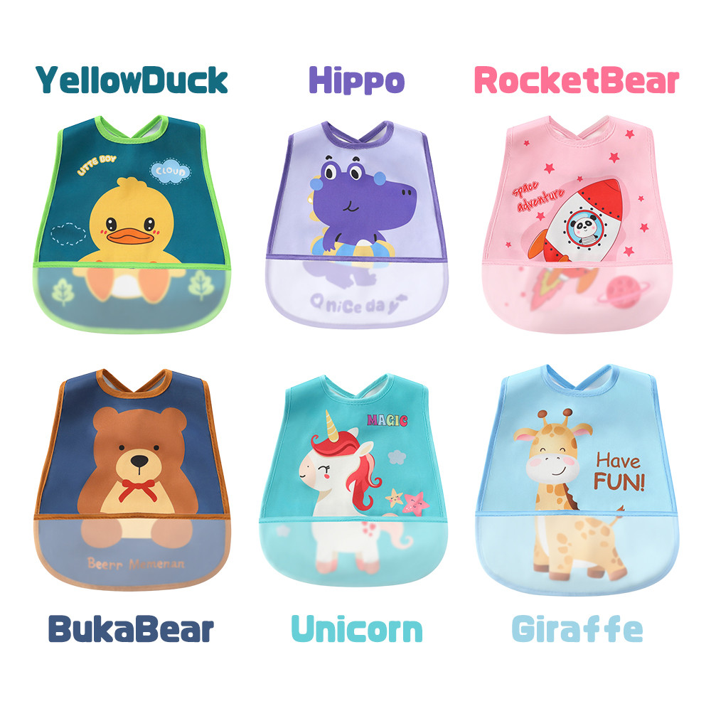 Bevavar U-Shape Baby Bib with Food Pocket Waterproof Feeding Bib Cute ...