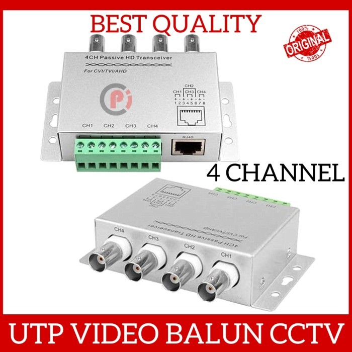 Hd Video Balun CCTV 1 / 4 Channel CH Via Over UTP Pasive LAN Cable ...